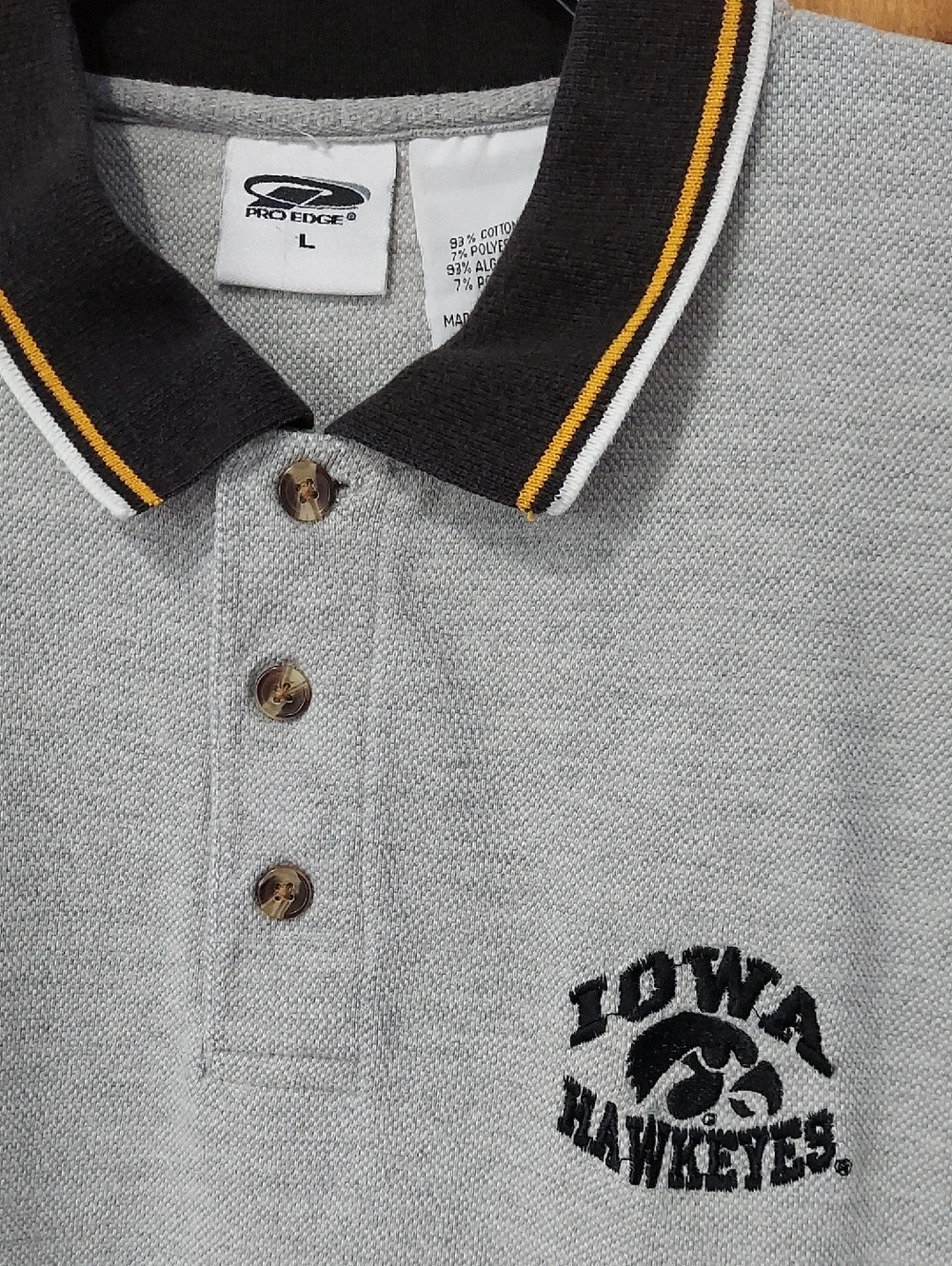 Pro Edge | Shirts | Pro Edge Gray Polo With Black And Yellow Trim Iowa ...